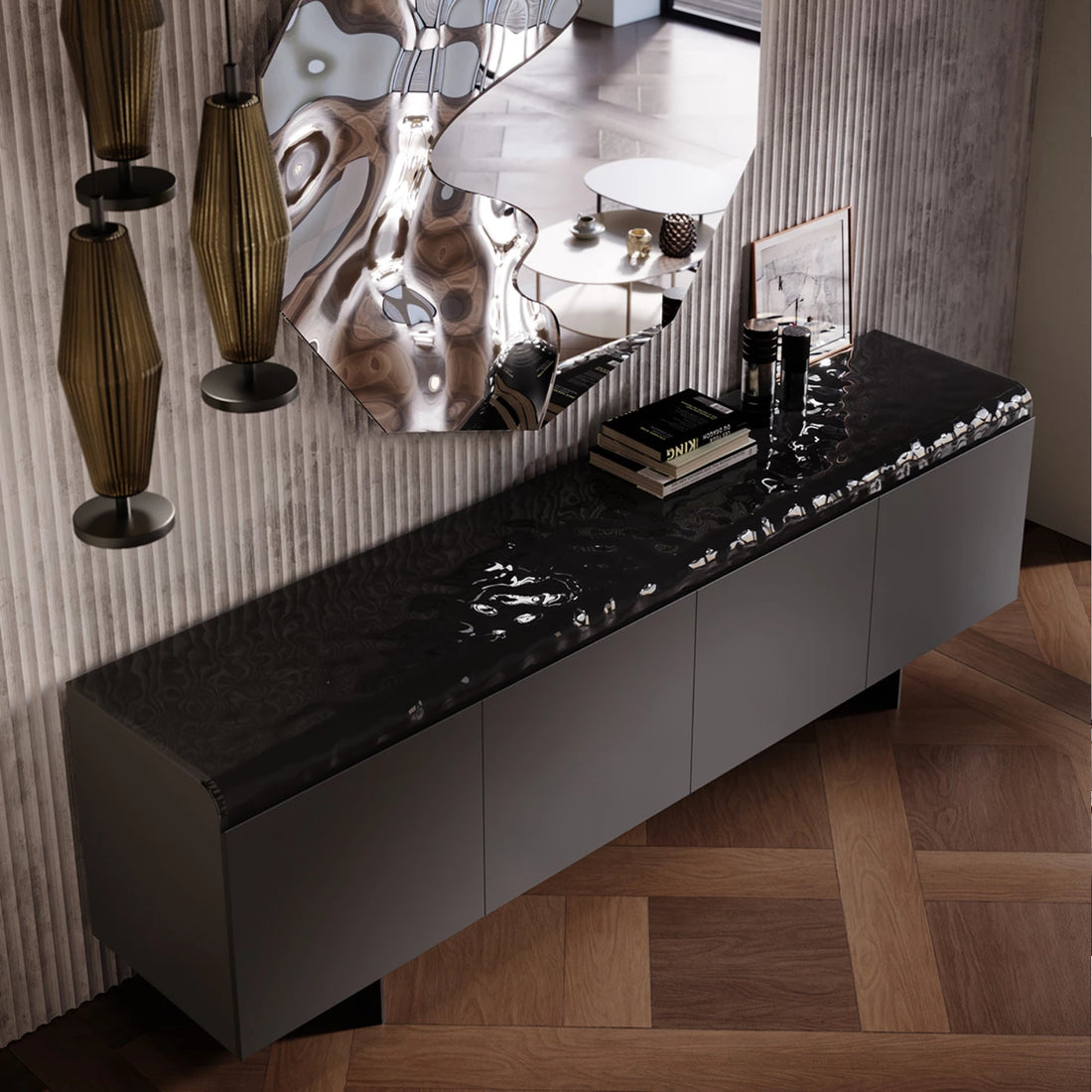 Magma Hammered Glass Sideboard | Bronze Feet & Luxury Storage – My ...